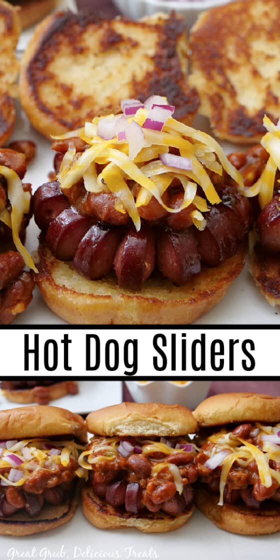Hot Dog Sliders with Chili and Cheese - Great Grub, Delicious Treats